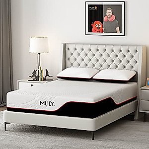 MLILY King Mattress, Manchester United 12 Inch Memory Foam Bamboo Charcoal Mattress, Cool Sleep & Pressure Relief, Made in USA, White
