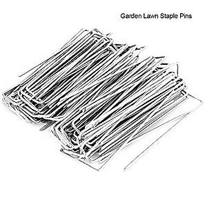 Garden Staples, 6" Stainless Steel Garden Pins, 100Pcs Ground Staples for Sticking on The Ground Securing Ground Cover