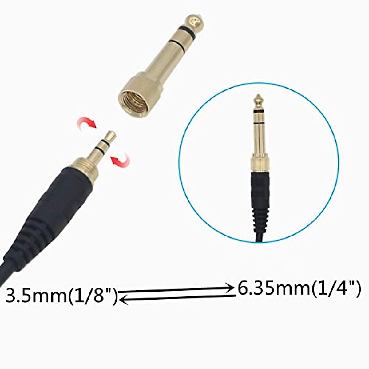 Saipomor ATH-M70x Audio Cable Coiled Replacement 3.5mm/6.35mm to 2.5mm Male AUX Extension Cords Compatible with Audio Technica ATH-M50x ATH-M40x ATH-M60X Headsets