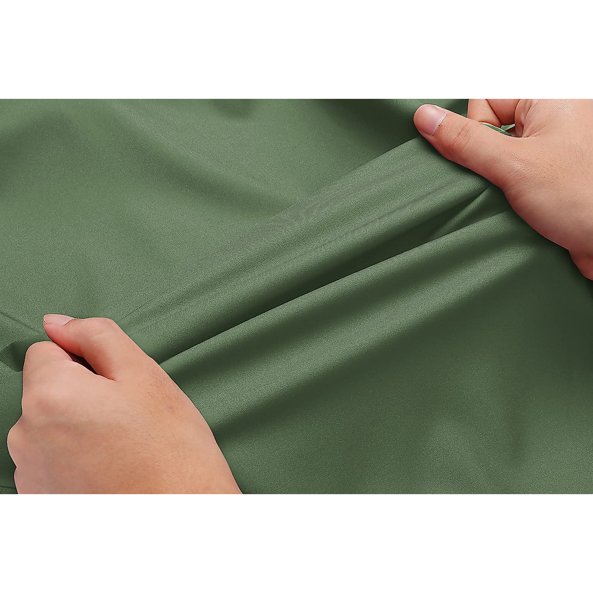 URRU Men's Muscle Dress Shirts Slim Fit Stretch Long Sleeve Casual Button Down Shirts Army Green L