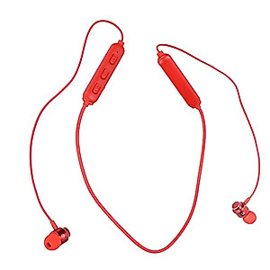 Dilwe Neckband Headphones, Bluetooth Headset Neck Mounted Wireless Headset Neckband Sports Headset Noise Reduction Earplugs with Microphone(red)