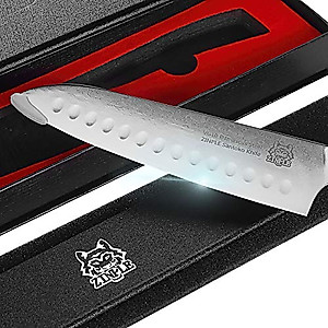 ZINPLE Damascus Chef Knife 8 Inch, Santoku Chef's Knife Professional Kitchen Knife, High Carbon VG10 Super Steel 67-Layer Damascus, Meat Cutting Japanese Chef's Knife Gift Box, Ergonomic G10 Handle