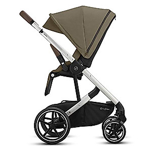 Cybex Balios S Lux Stroller FrontFacing or ParentFacing Seat Positions OneHand Fold Multiposition Recline Adjustable Leatherette Handlebar Infant Stroller for 6 Months+, Classic Beige