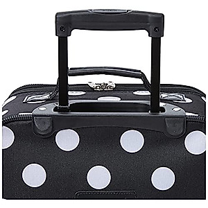 Rockland Fashion Softside Upright Luggage Set,Expandable, Telescopic Handle, Wheel, Black Dot, 2-Piece (14/19)
