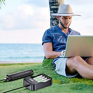 EBL Smart AA AAA NiMH Rechargeable Battery Charger - 2A USB Charging Port 2 Hour Quick Charger