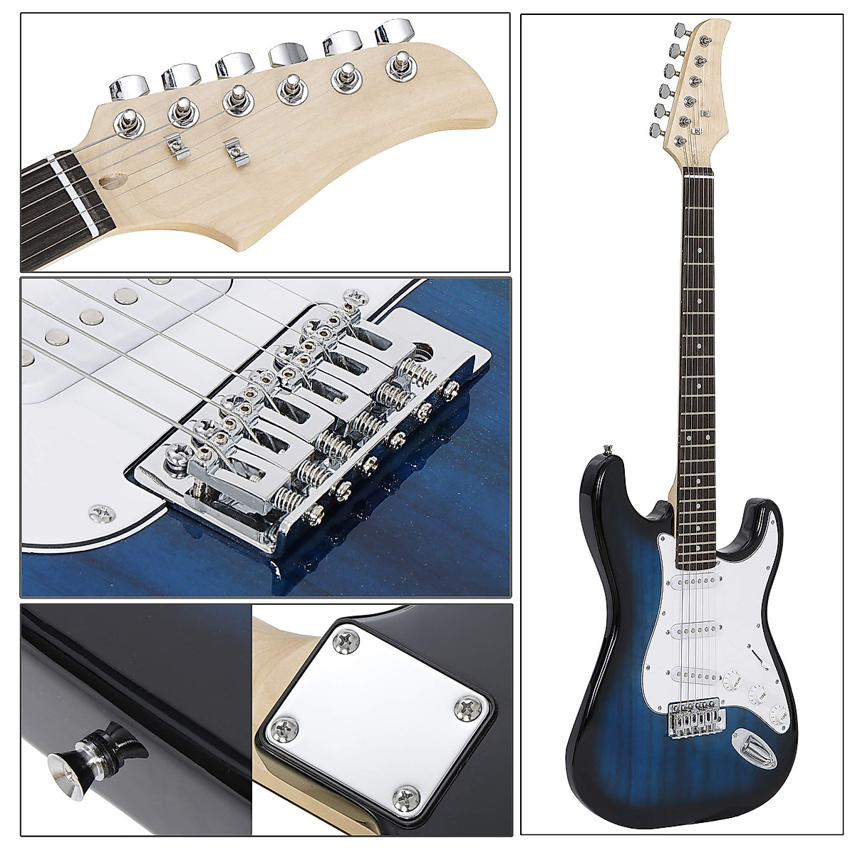 Saicool 39 Inch Full Size Electric Guitar Kit, Complete Starter Kit Bundle for Music Lover Beginner with 10w Amplifie, Carry Bag, Strap, Strings, Pick, Blue