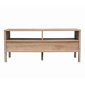 Decor Therapy Piper Rattan Storage Media Console Stand for TVs up to 59", 47" x 20", Blondewood