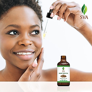 SVA ORGANICS Hemp Seed Oil Cold Pressed 4oz (118 ml) Premium Carrier Oil With Dropper For Skin Care, Hair Care, Scalp Massage, Body Massage, Hair Products, Cosmetics & Soap