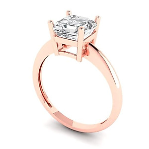 Clara Pucci 1.50 ct Asscher Cut Solitaire Moissanite Engagement Wedding Bridal Promise Anniversary Ring 18K Rose Gold Size 5.75