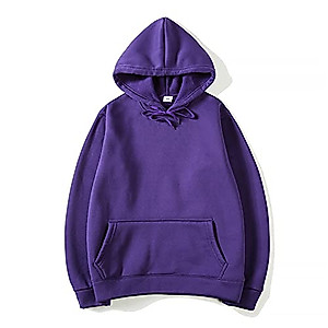 Hoodies for Men Plus Size Lightweight Solid Color Pullover Sweatshirts Casual Funny Long Sleeve Fishing Hoodies Pullover Comfy Goth Outfits Apparel Sudadera con capucha para hombre(Purple,M)