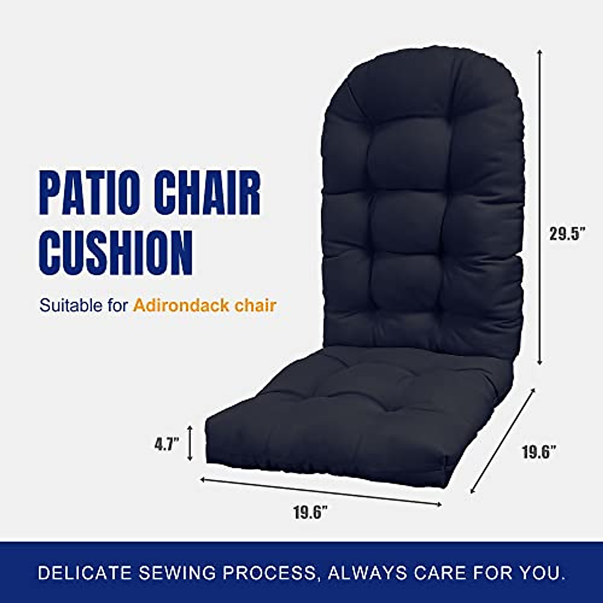 YEFU Adirondack Chair Cushion, Rocking Chair Cushions High Back, Thickened Patio Chair Pad for Indoor and Outdoor, 49x20x5 Inch, Navy