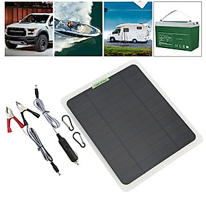 KIMISS Solar Panel Battery Kit, Portable Solar Battery Kit 12V 20W Monocrystalline Dual USB Output Battery Maintainer for RV Car Boat