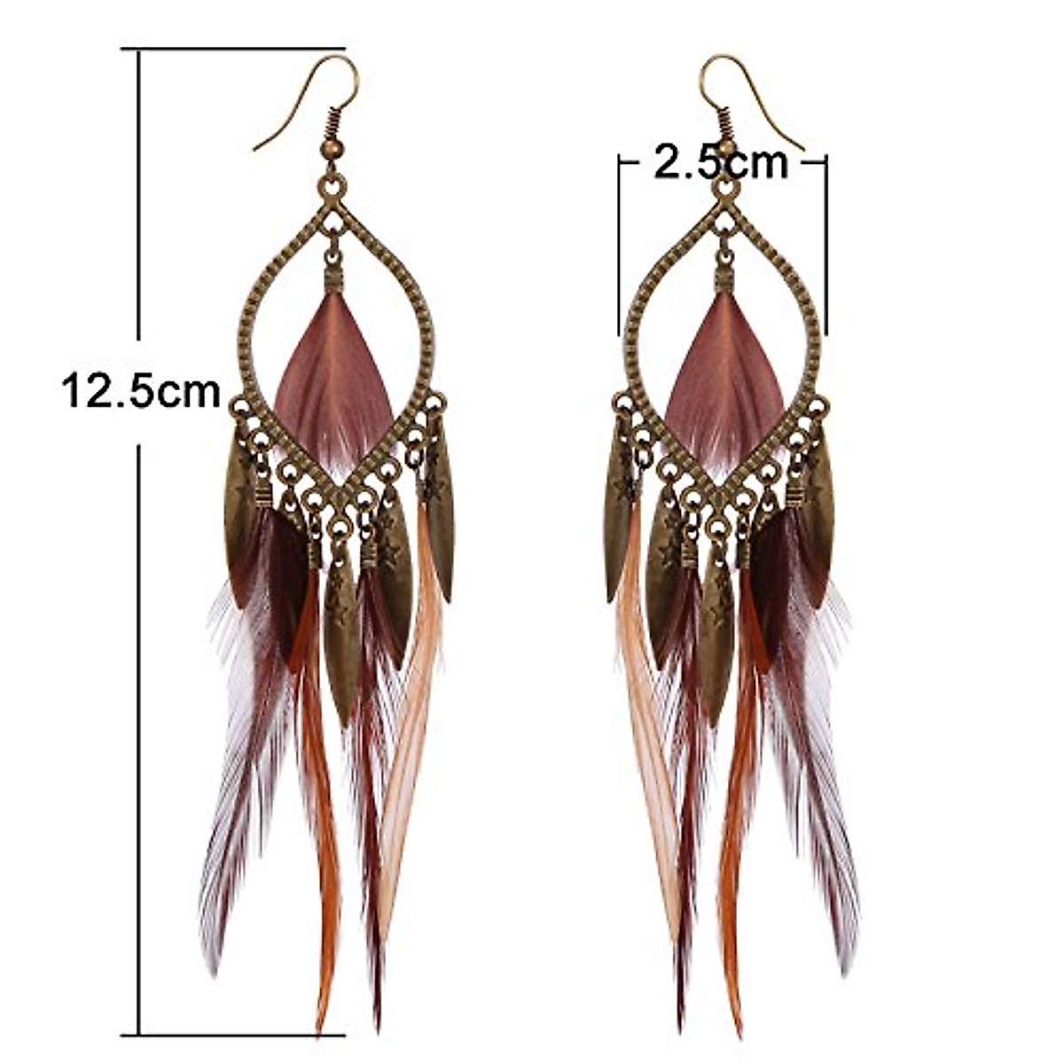 FXmimior Fashion Women Vintage Bohe Feather Earrings for Christmas Xmas Jewelry Women