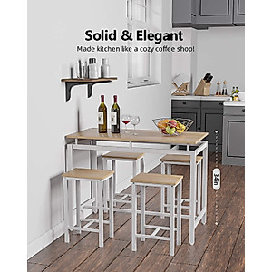 MIERES 5 Pcs Kitchen Dining Table set for 4, Wood Elegant Pub Table Set for Kitchen/Living Occasions/Dining Room/Bar, Beige&White/Height 34.7