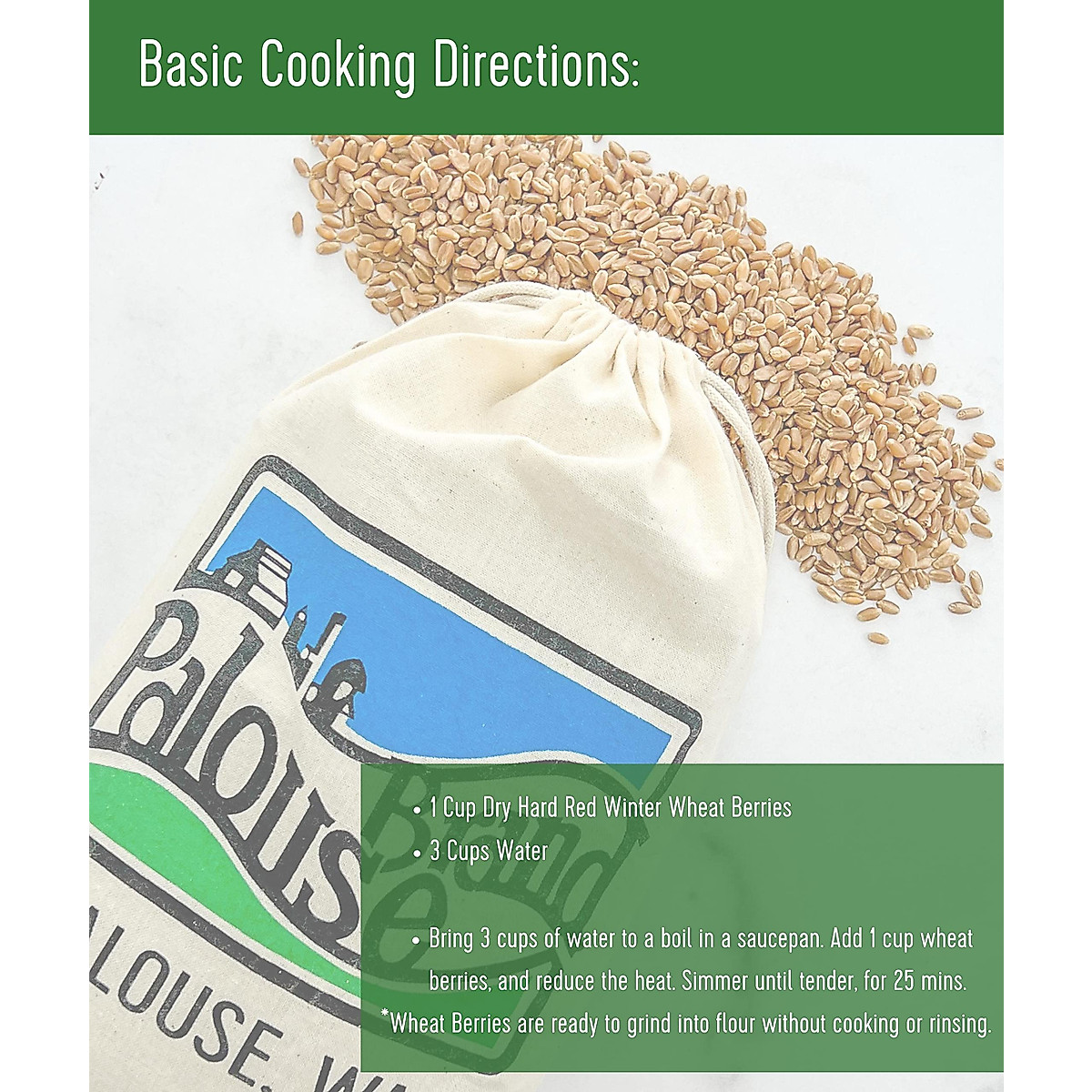 Hard Red Winter Wheat Berries | 5 LBS | Family Farmed in Washington State | Non-GMO Project Verified | 100% Non-Irradiated | Certified Kosher Parve | Field Traced | Burlap Bag