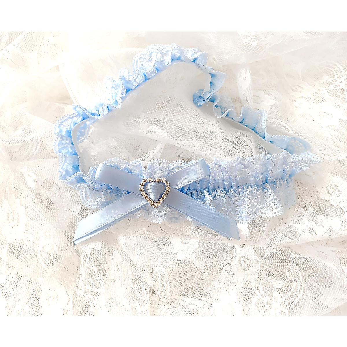 Ealafee 2023 Sexy Lace Wedding Garters for Bride with Bow Party Prom Leg Garter Belt Blue garter belt blue garter for bride on wedding