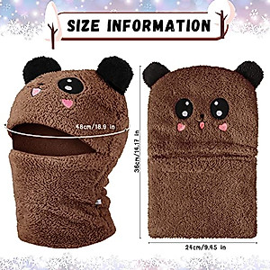 3 Pcs Toddler Boy Girl Winter Hats Scarf Warm Baby Kids Plush Hat Earflaps Hood Scarf Beanie Skull Cap (Gray, Coffee, Khaki)