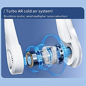 Clothforall Neck Fan, 4000mAh Battery Power, Portable Neck Fan USB Charging, Neck Fan Air Conditioner 5 Gear Adjustable, Fast Cooling, Super Quiet