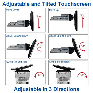 Adjustable Android 10 Car Stereo Wireless CarPlay & Wired Android Auto Single Din 10 Inch Car Radio with Front Camera & Backup Camera - Live Stream Rear View, 2G+32G GPS Navigation Bluetooth AM/FM