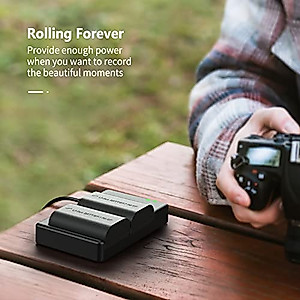 Neewer LP-E6 LP E6N Battery Rechargeable Battery Charger Set for Canon 5D Mark II III IV, 5Ds, 6D, 70D, 80D and More (2-Pack Black 2000mAh Camera Batteries,Versatile Charging Option with USB)-Black