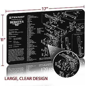 TekMat Gun Cleaning Mat for use with Beretta 92-M9 , Black