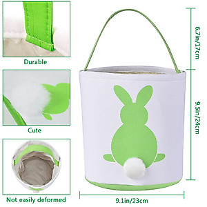 Faylapa 3pcs Easter Bunny Basket Bags Bunny Canvas Tote - Party's Celebrate Decoration Eggs Candy and Gifts Carry Bucket-Pink+Blue+Green