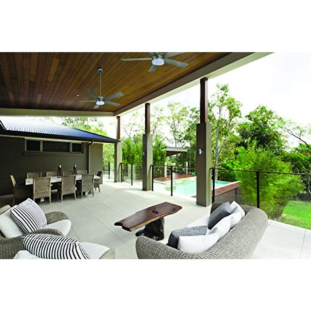 Wynd Smart Indoor and Outdoor 5-Blade Ceiling Fan 42in Graphite Weathered Gray with 3000K LED Light Kit and Remote Control works with Alexa, Google Assistant, Samsung Things, and iOS or Android App