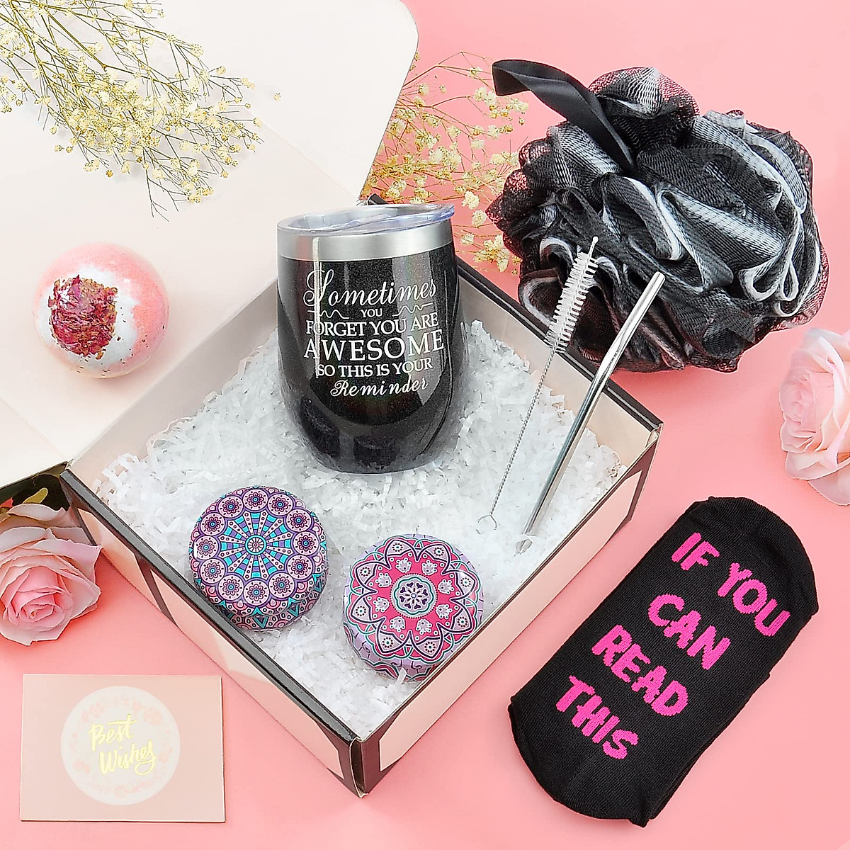 Birthday Gifts for Women, Christmas Gifts for Friends Gifts for Her Girlfriend Sister Mom Unique Gifts Box Insulated Tumbler Scented Candle StainlessSteel 12OZ