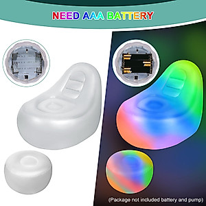 MIICASA LED Light Inflatable Chair with Ottoman, Blow Up Illuminated Air Sofa, Folding Lazy Sofa, Inflatable Lounge, Inflatable Couch Without Pump for Indoor Outdoor Camping Party Beach Hiking Yard