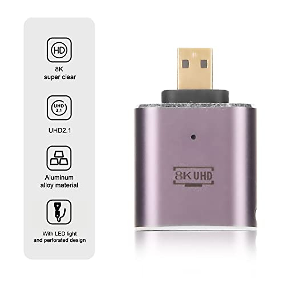 VINGVO Micro HD to HD Converter, Aluminum Alloy Female HD to Micro HD Adapter, Wide Applicability, Support 8K for Computers for Monitors