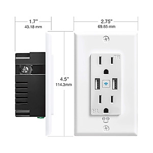 Geeni Wi-Fi Smart Wall Outlet with 2 Plugs and Wireless App Control, Compatible with Alexa and Google Home, WiFi Smart Outlet, 2 Pack