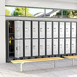 MIIIKO Employee Lockers with 2 Doors, Metal Locker 2 Tier School Lockers with Vents and Hanging Hooks, for Storage of Clothes, Sportswear, Bags, Shoes
