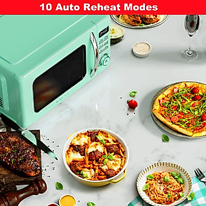 Galanz GLR25MGNR10 Retro Compact Refrigerator, Mini Fridge & GLCMKZ07GNR07 Retro Countertop Microwave Oven with Auto Cook & Reheat, Defrost, Quick Start Functions, Pull Handle.7 cu ft, Green