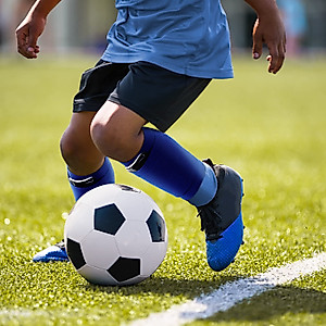 Boyiee Soccer Shin Guard Socks, Small, White/Black/Blue, 3 Pairs