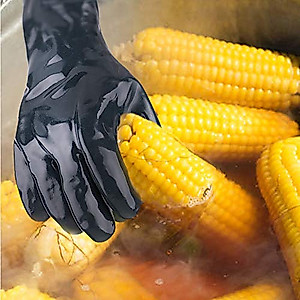 Flexzion BBQ Gloves Hot Food Gloves (1 Pair) - Griller Insulated Heat-Resistant Neoprene Durable and Reusable for Handling Hot Food Right Off BBQ Grill Meat, Steak, Turkey, Pulling Pork