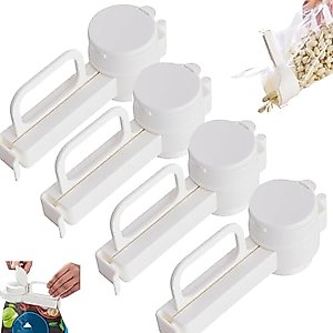 Food Bag Sealing Clip with Pour Spout, Chip Bag Clips, Chip Bag Clips Set, Seal Pour Food Storage Bag Clip for Snack,Oatmeal,Coffee,Potato Chips (4Pcs)