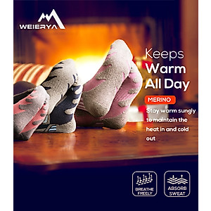 WEIERYA Ski Socks 2 Pairs Pack for Skiing, Snowboarding, Outdoor Sports Performance Socks Blue L 2 Pairs
