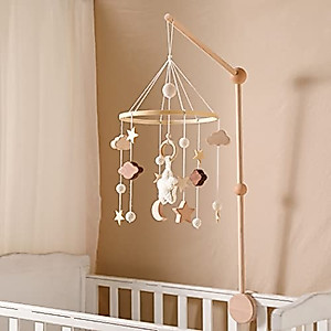 Baby Crib Mobile for Boys Girls| Boho Nursery Mobile| Gender Neutral Hand-Crocheted Mobile| Ceiling Mobile - Stars, Clouds, Moon