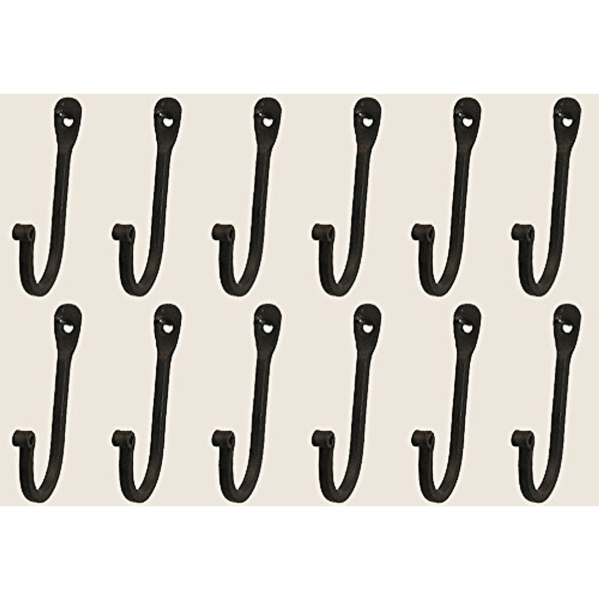 Colonial Tin Works Vintage Hand Forged Iron Classic Early American Plain Hook Black Set of 12 (Set of 12)