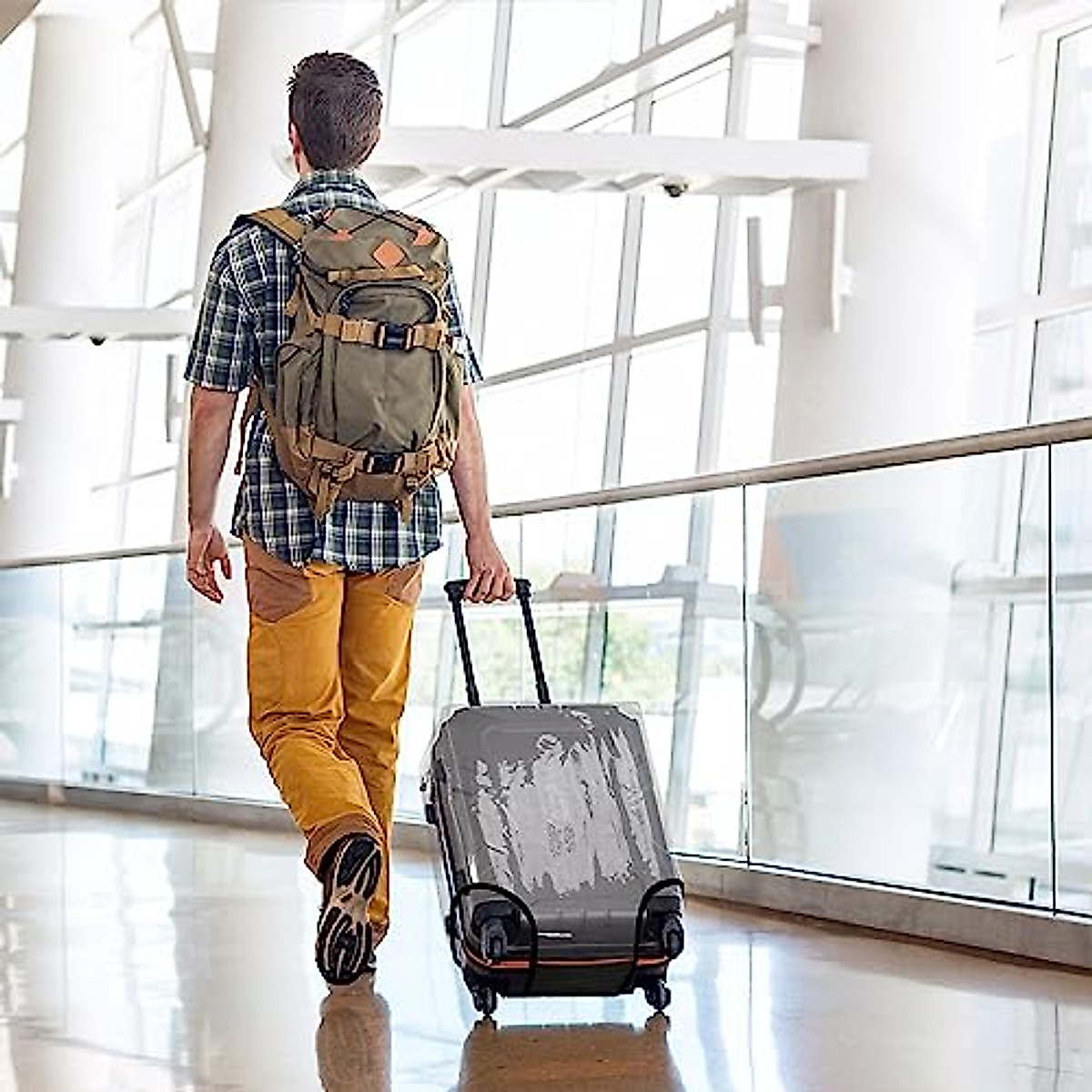 HYPER VENTURE Clear PVC Luggage Cover Full Transparent Suitcase Protector Fits 20 Inch Luggage, S