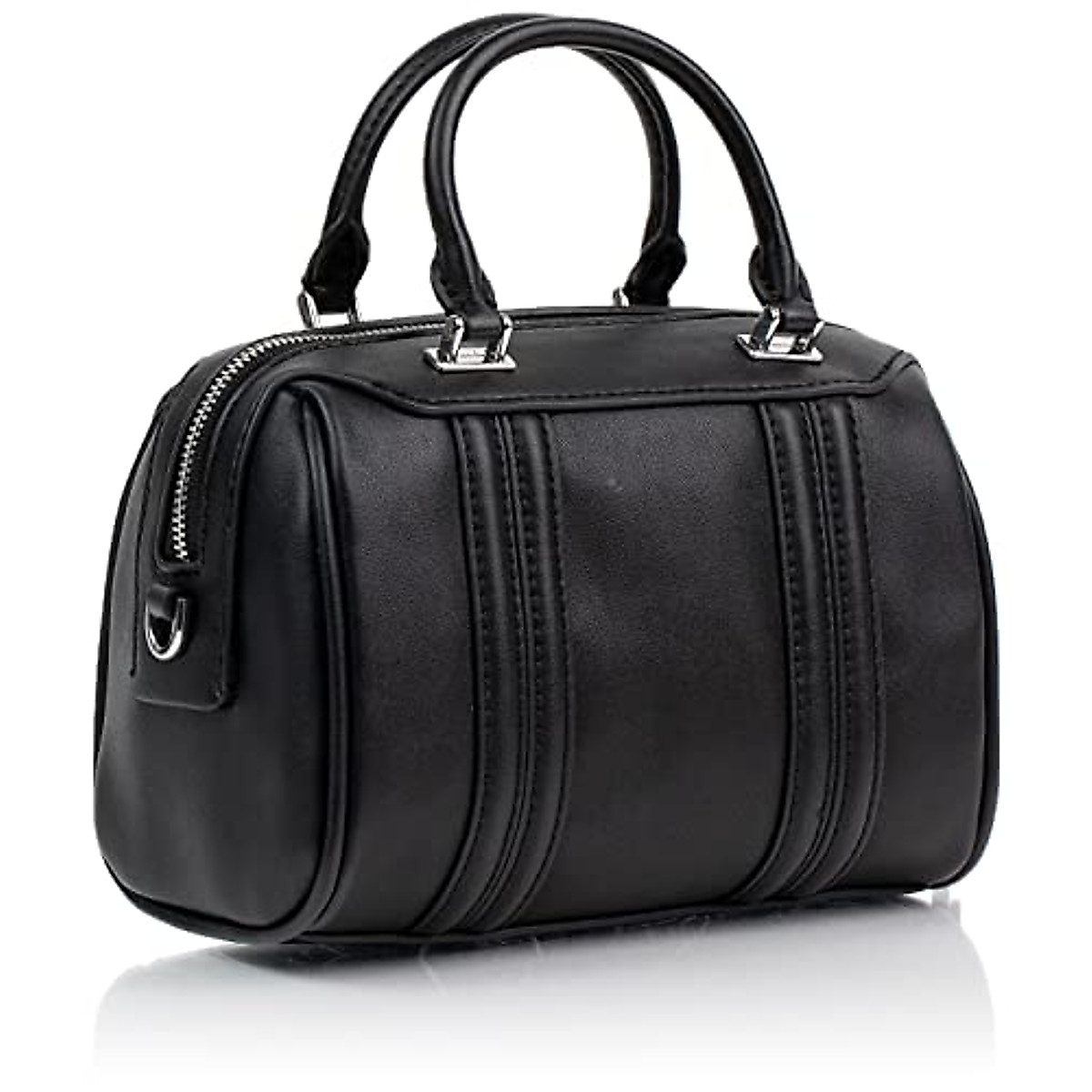 Calvin Klein Blake Top Zip Mini Satchel Crossbody, Black/Silver,One Size