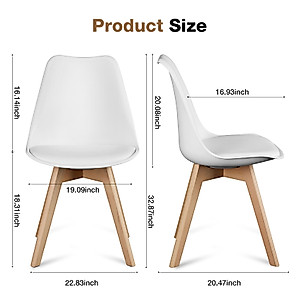 Sweetrcrispy Dining Chairs, Dining Chairs Set of 4, Dining Room Chairs, Kitchen Chairs, Mid Century Modern Chairs, PU Leather Upholstered Chairs with Wood Legs, Kitchen & Dining Room Chairs, White