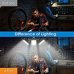 Led Garage Light, 2 Pack 240w Led Workshop Ceiling Light 24000LM, E26/E27 6500k Daylight Ultra Bright Garage Lighting , Deformable 7+1 Adjustable Panels Basement Bulb For Barn, Warehouse, Garage