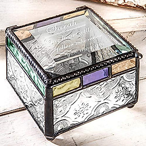 Personalized Jewelry Box Decorative Vanity Display Engraved Keepsake Gift for Friend Daughter Sister Girl Women Purple Blue Peach Turquoise J Devlin Box 905 EB246