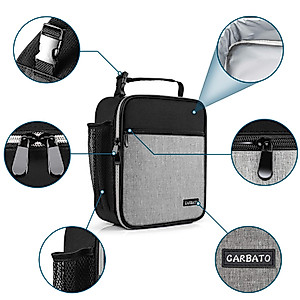 CARBATO Lunch Bag, Durable Insulated Lunch Box Reusable Adults Tote Bag Lunch Bag for Men, Women, Adults (Black Gray)