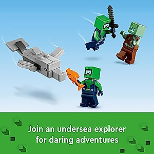 LEGO Minecraft The Axolotl House 21247 Building Toy Set, Creative Adventures at a Colorful Underwater Base, Includes a Diver Explorer, Dolphin, Drowned and More, Minecraft Toy for 7 Year Old Kids