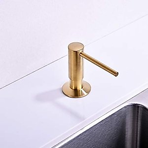 Gold Kitchen Soap Dispenser,Sold Brass Gold Soap Dispenser for Kitchen Sink,Commercial Liquid Dish Dispensers,Built in Kitchen Sink Soap Dispenser,Brushed Gold Lotion Dispenser