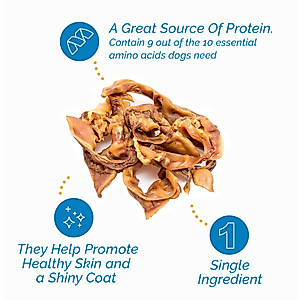 123 Treats - Pig Ears for Dogs - 1lb All-Natural Pork Chews, Dental Care Treats for Small to Large Breeds