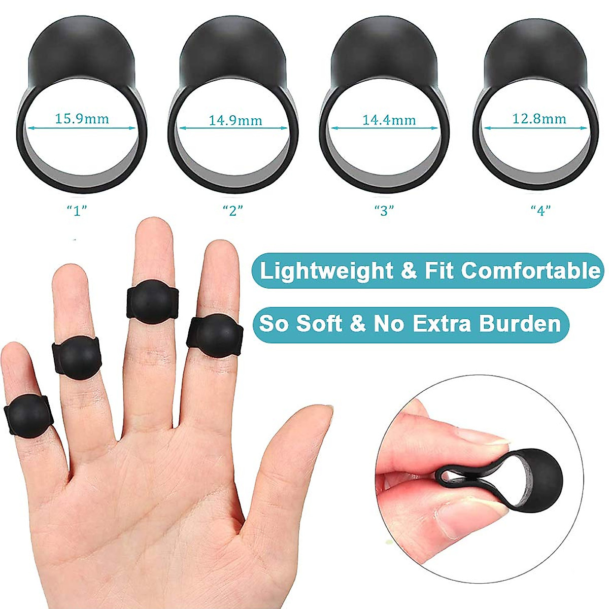 Yowin Steel Tongue Drum Finger Picks, Silicone Rubber Knocking Finger Sleeves Handpan Percussion Instrument (8 Pcs)