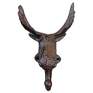 Coat Hat Hooks, 6.5" Cast Iron Moose Head Vintage Antique Style Hangers Set of 4